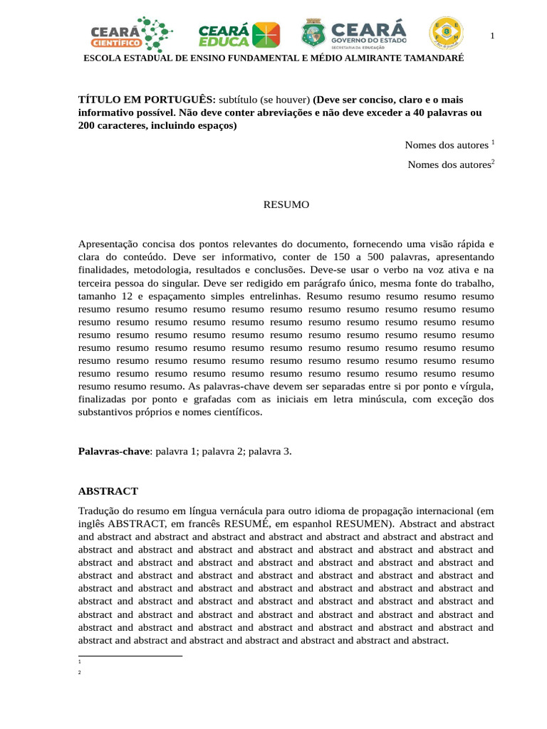 Template Resumo Ceará Científico | PDF