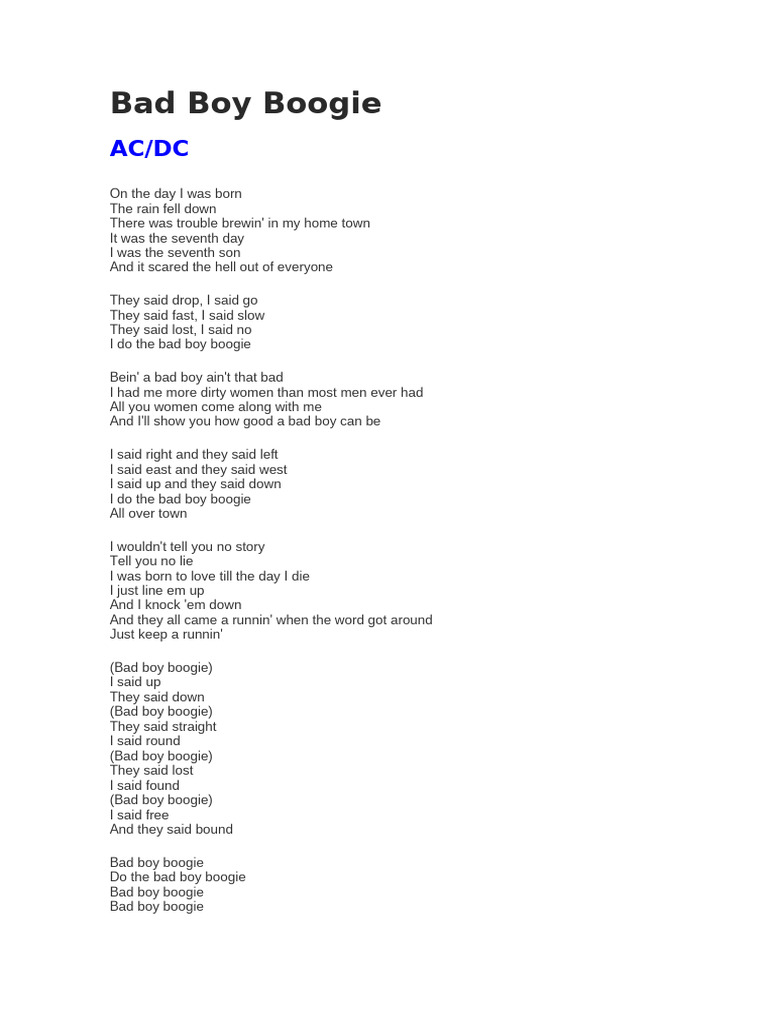 Bad Boy Boogie | PDF