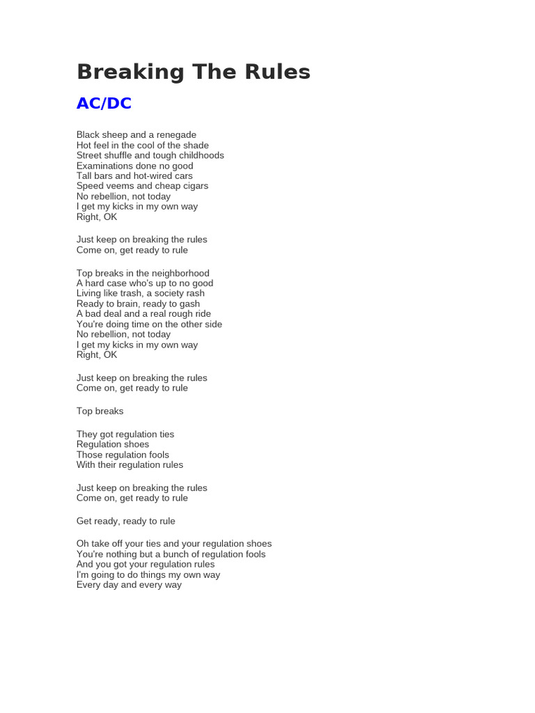 Breaking The Rules | PDF