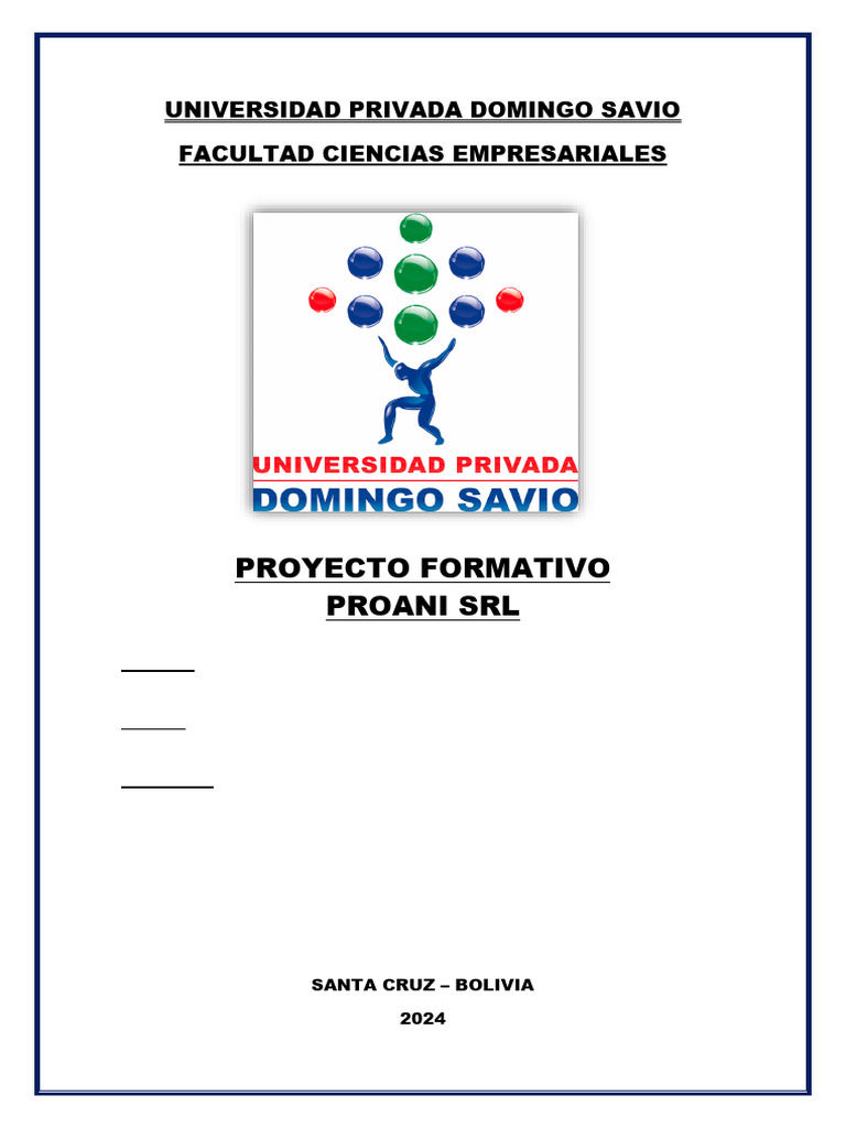 Proyecto Formativo - Servie - Proani | PDF