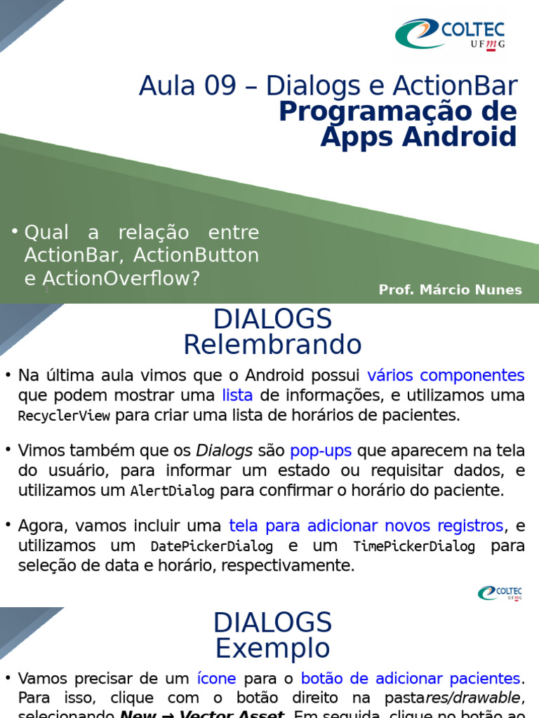 Aula9 Dialogs ActionBar | PDF