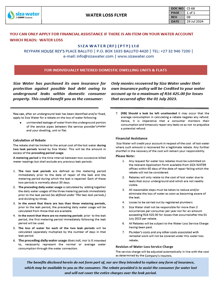Water Loss Flyer | PDF