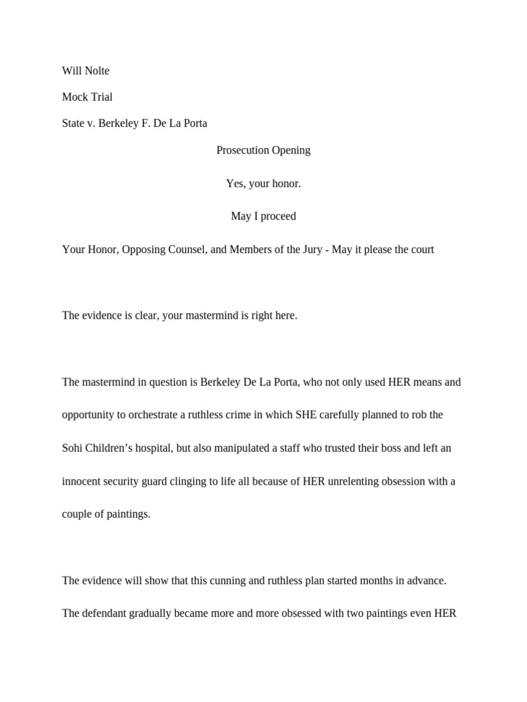 Mock Trial Prosecution Opening | PDF