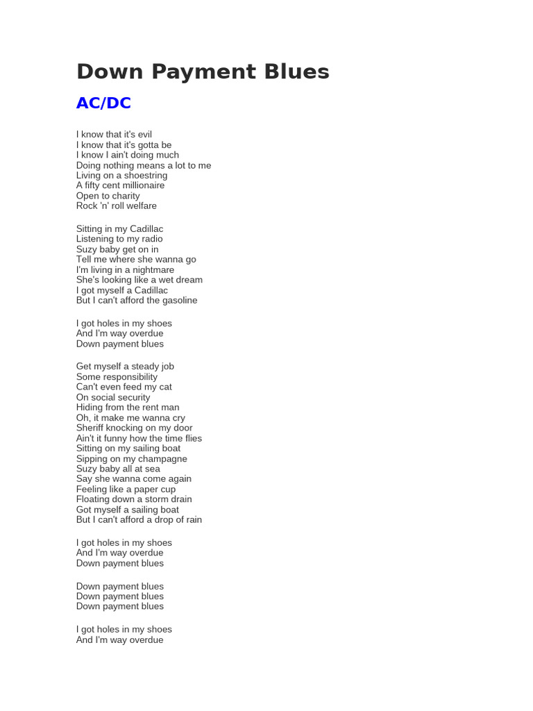 Down Payment Blues Pdf