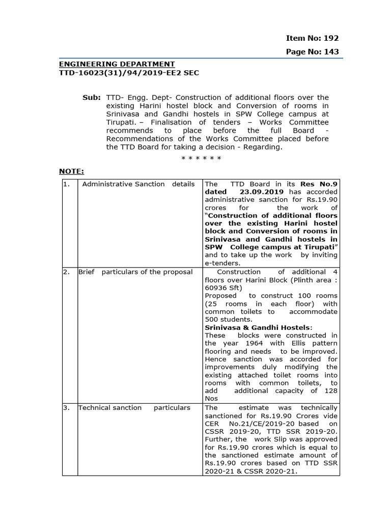 Engineering Department TTD-16023 (31) /94/2019-EE2 SEC: Item No: 192 ...