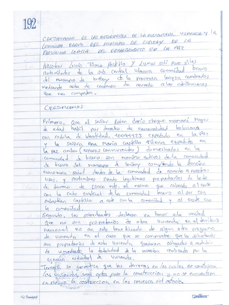 Certificacion Junta Vecinal | PDF