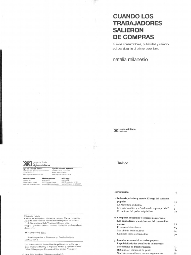 Unidad IV - Milanesio, Cuando Los Trabajadoes Salieron de Compras ...