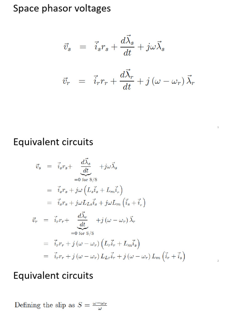 Eee4123c Lecture 17 Space Phasor Model Im Iii Pdf