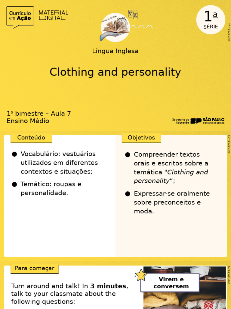 -Aula 7 - Clothing and Personality | PDF