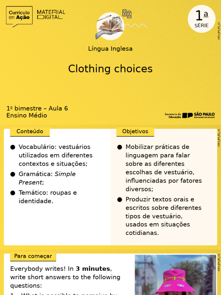 Aula 6 - Clothing Choices | PDF