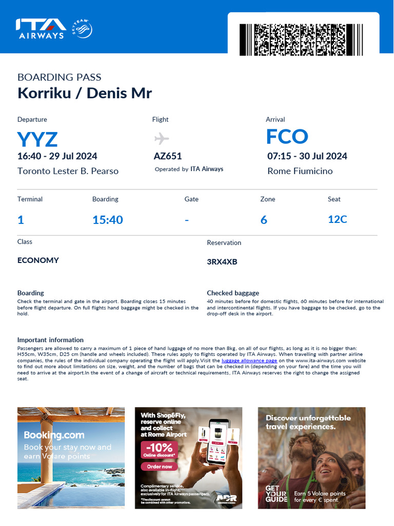 Your Boarding Pass-1 | PDF | Baggage | Transport