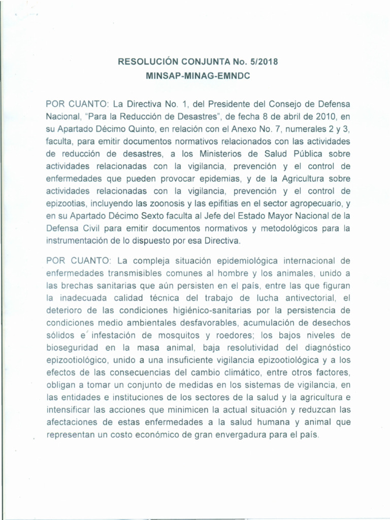 Resolucion Minsap, Minag, Emndc | PDF