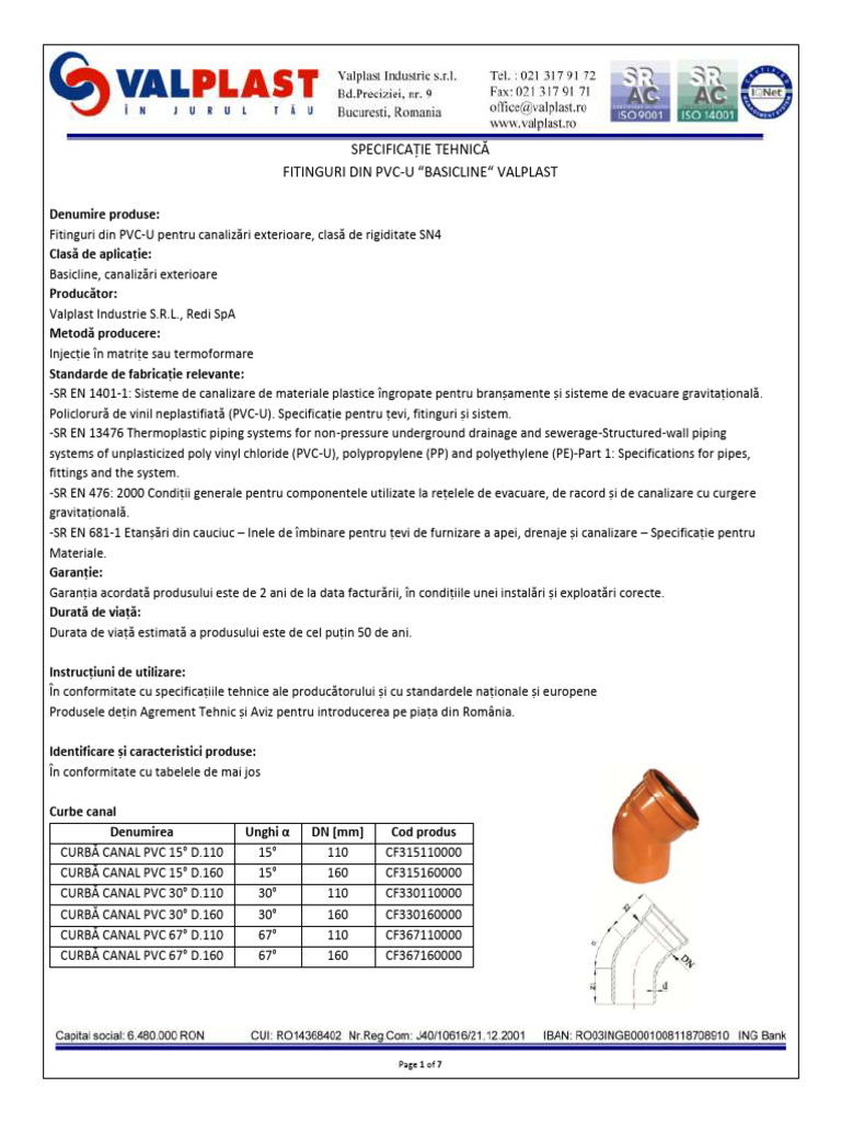 Fitinguri PVC-U pentru Canalizări Exterioare | PDF | Polyvinyl Chloride ...