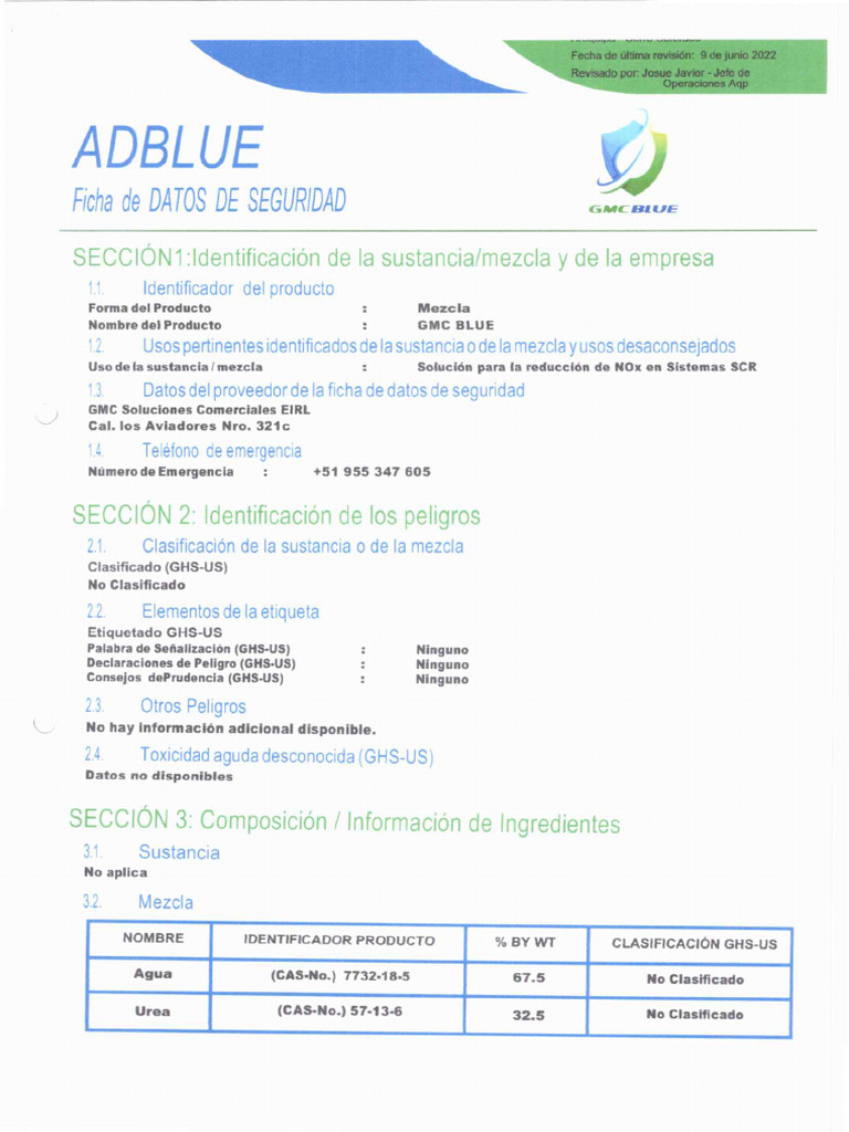 MSDS Adblue | PDF