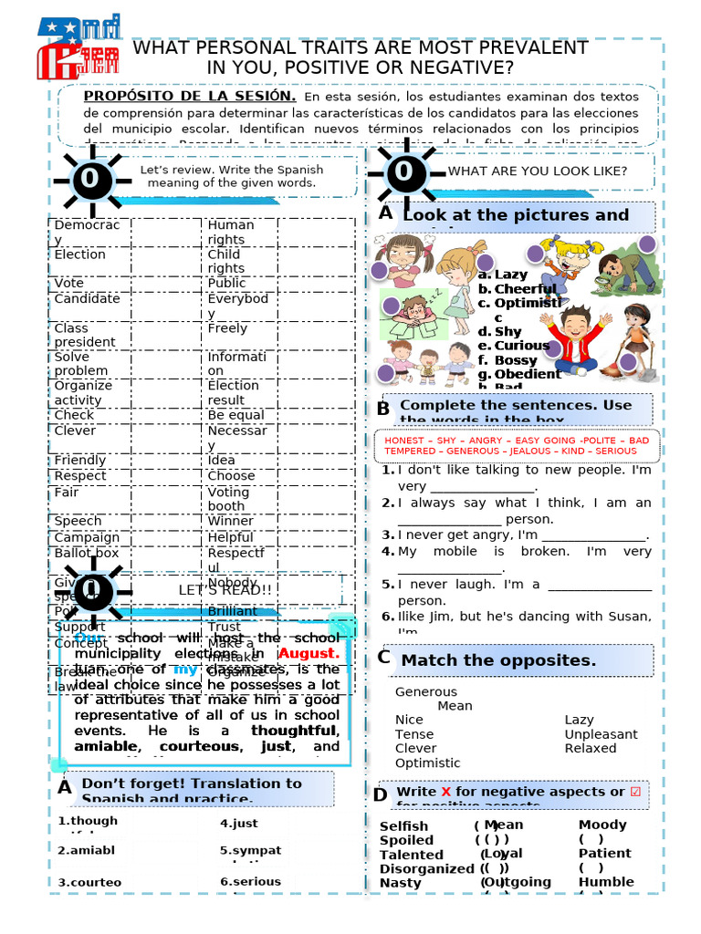 FICHA1 - 2° - SEMANA1-UNID5 - WHAT PERSONAL TRAITS ARE MOST PREVALENT ...