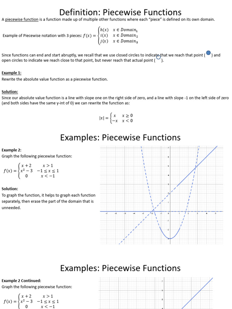 Lesson - 16 - Piecewise and Absolute Values | PDF | Function ...