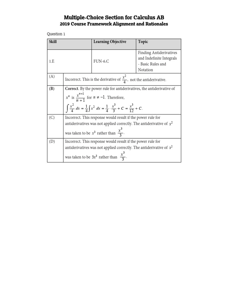 AP Calculus Ab 2019 Practice Exam | PDF