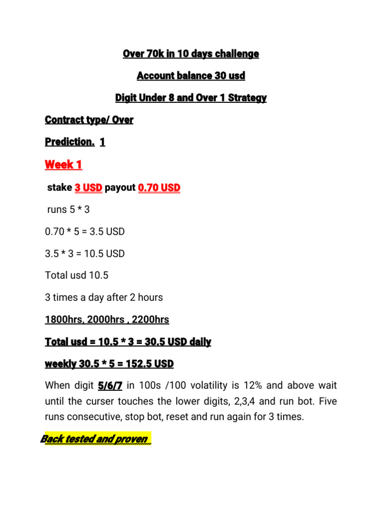 Digit Over 1 and Under 8 Strategy 30 Dollars Acc | PDF