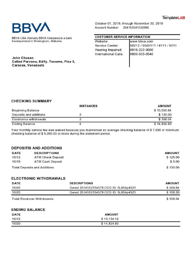 BBAV Bank Statement | PDF