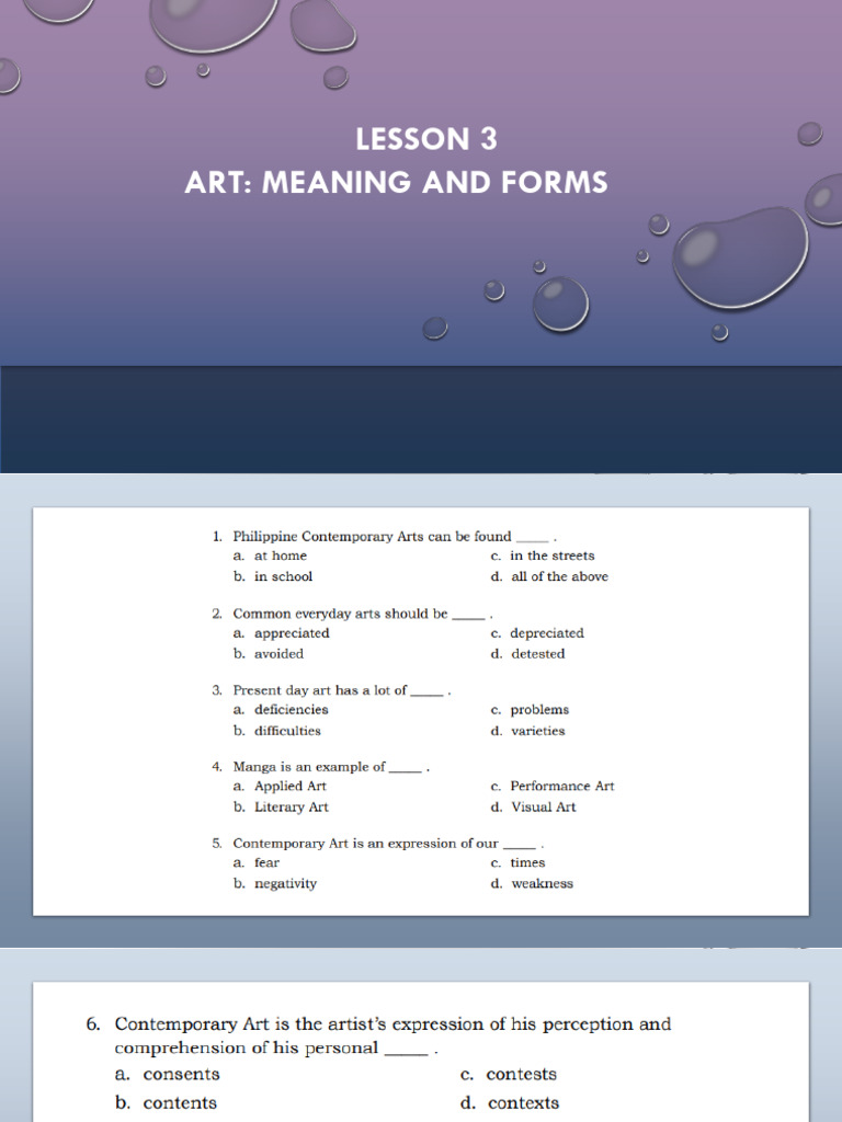 Contemporary Arts Lesson 3 Week 3 Pdf