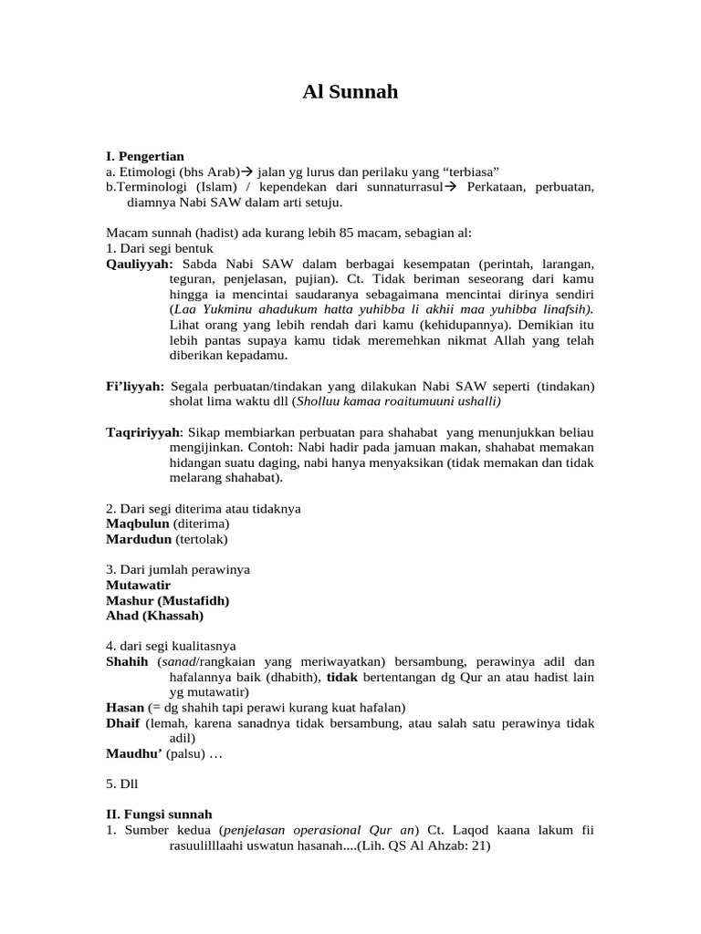 Jenis dan Fungsi Sunnah dalam Islam | PDF | Abrahamic Religions | Sharia