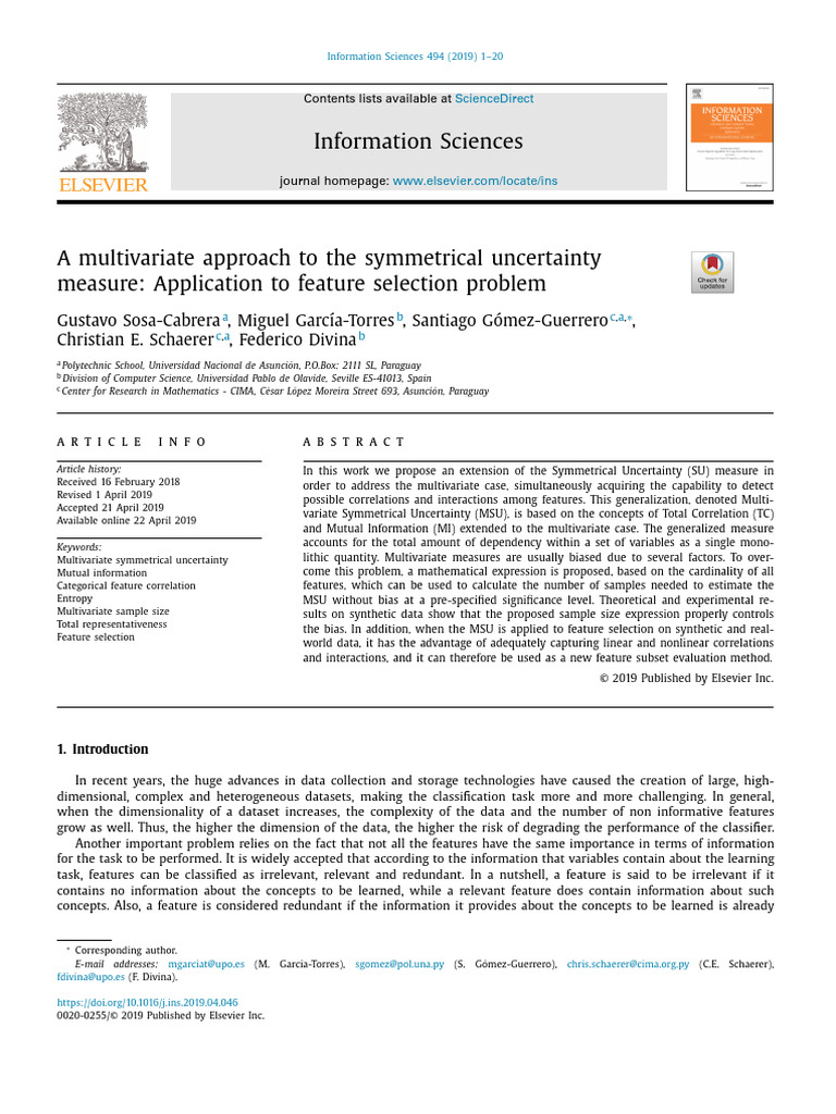 MSU Paper Information Sciences | PDF | Statistical Theory | Computers