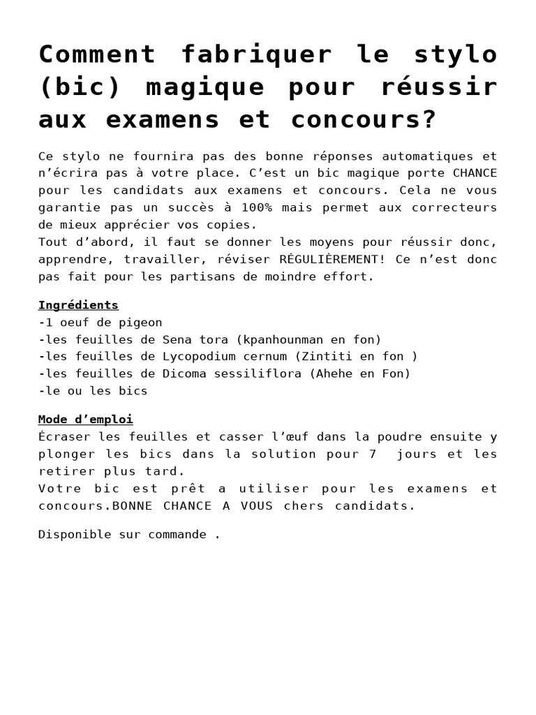 Comment Fabriquer Le Stylo Magique | PDF