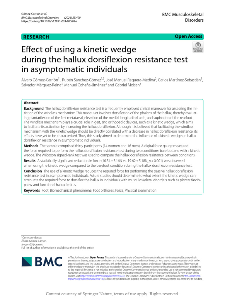 Effect of Using A Kinetic Wedge During The Hallux | PDF