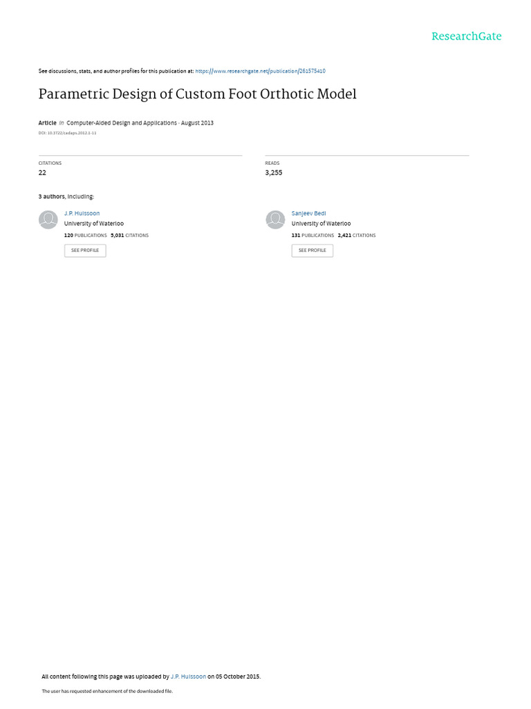 Parametric Design of Custom Foot Orthotic Model | PDF