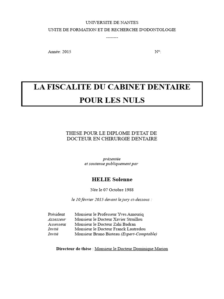 Fiscalité Des Cabinets Dentaires | PDF
