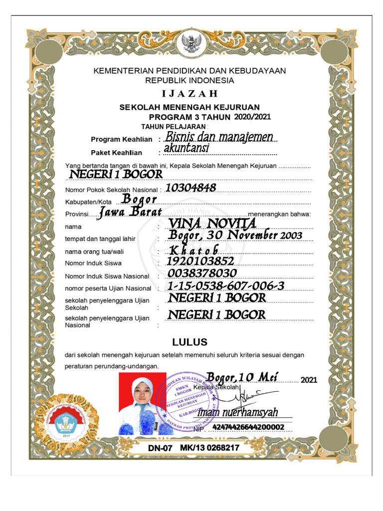 IJAZAH VINA | PDF