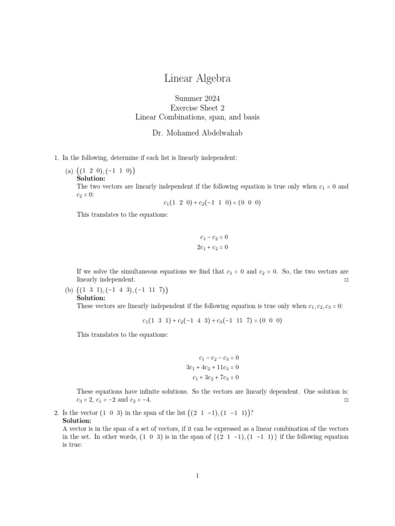 ExerciseSheet2 Solution | PDF