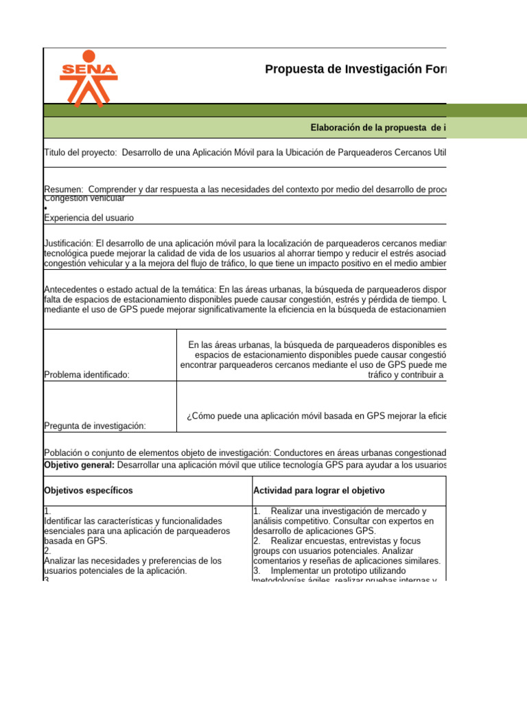Formato Propuesta Proyecto | PDF