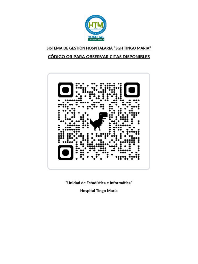 Codigo QR Citas Disponibles Hospital Tingo Maria | PDF