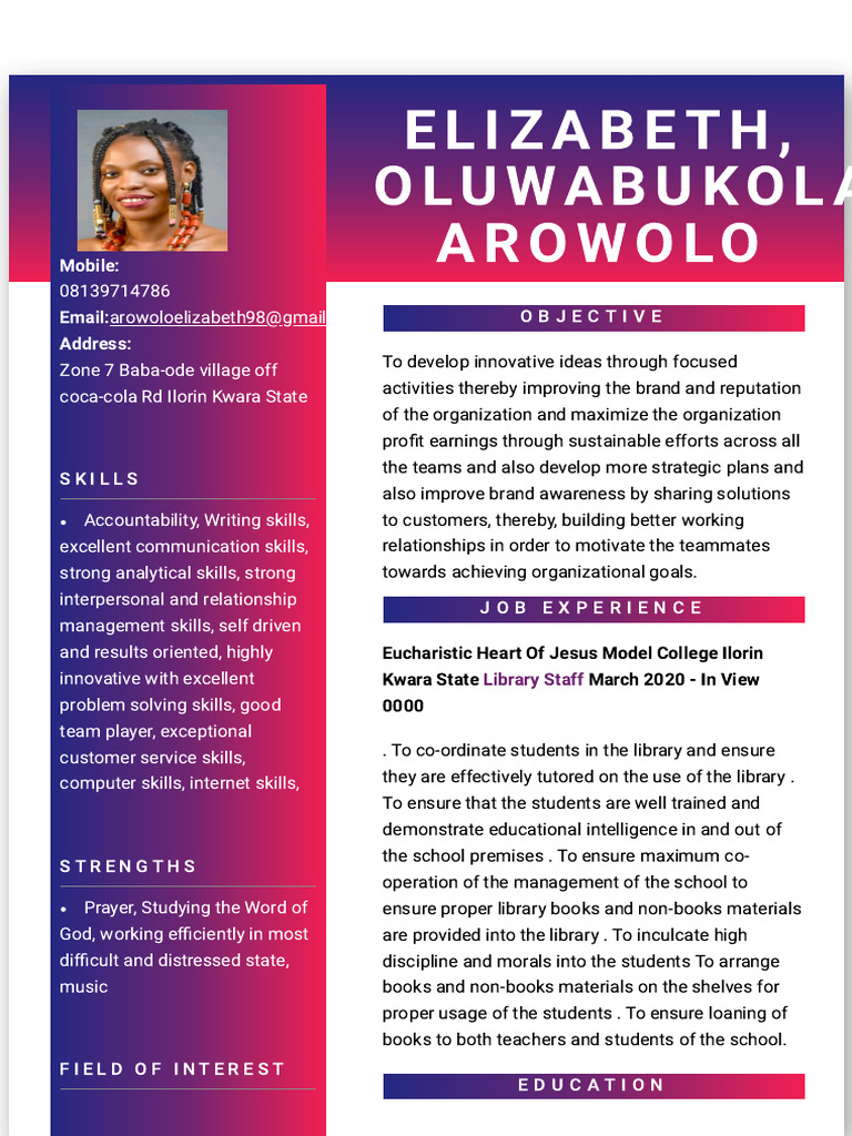 Elizabeth New Resume | PDF | Libraries | Social Psychology