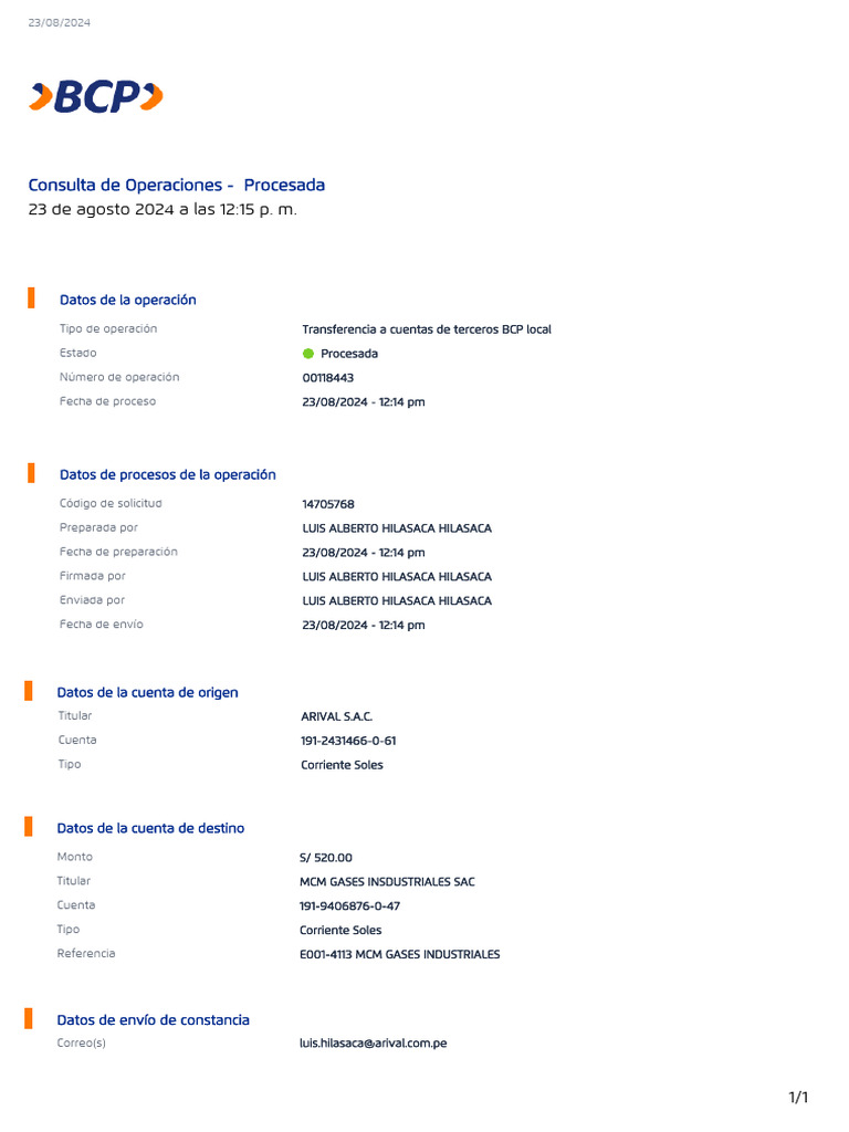 E001-4113 MCM Gases Industriales 23 Agosto | PDF
