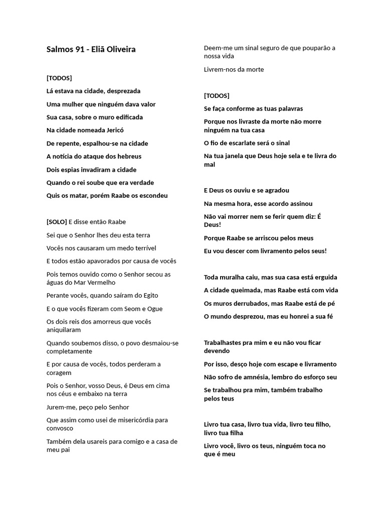 Salmos 91 - Eliã Oliveira | PDF
