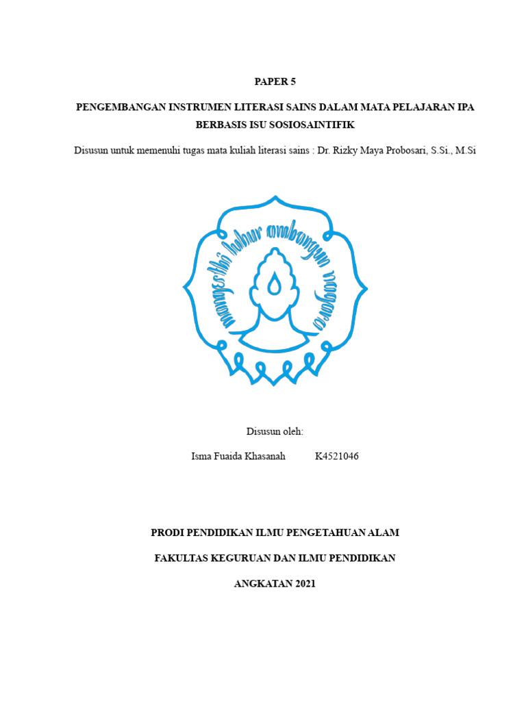 Paper 5 - Pengembangan Instrumen Literasi Sains Dalam Mata Pelajaran Ipa Berbasis Isu ...