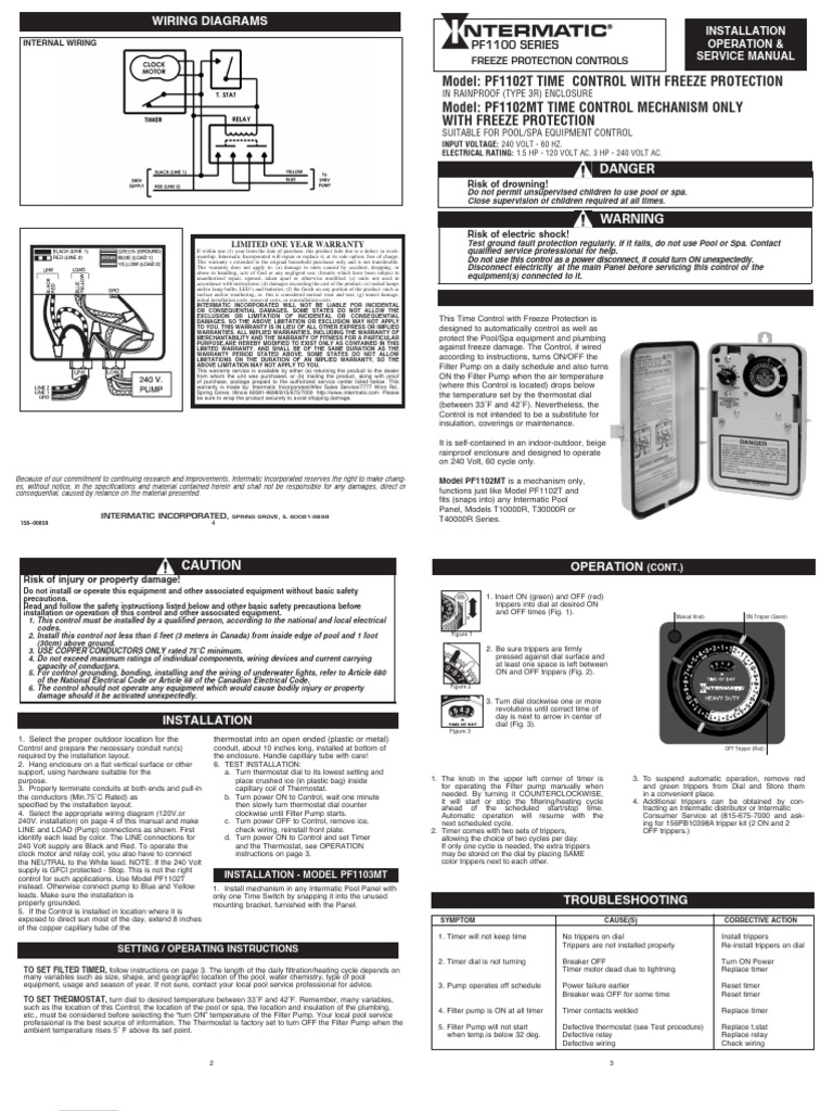 Pool Time Clock W Freeze Protection - Intermatic-PF1102T | PDF