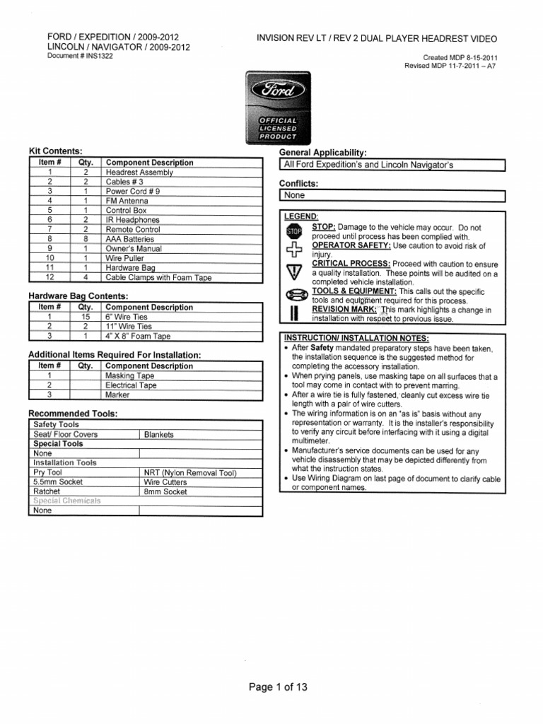 Invision Headrest DVD Installation Guide | PDF | Electrical Connector ...