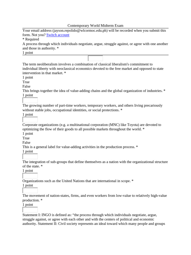 Contemporary World Midterm Exam | PDF | International Monetary Fund ...