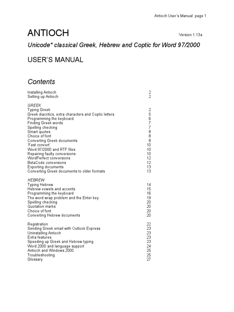 ANTIOCH | PDF | Computer Keyboard | Microsoft Word