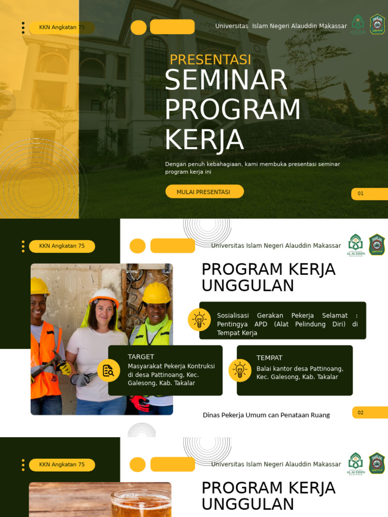 Presentasi Seminar Program Kerja KKN Desa Pattinoang-1 | PDF