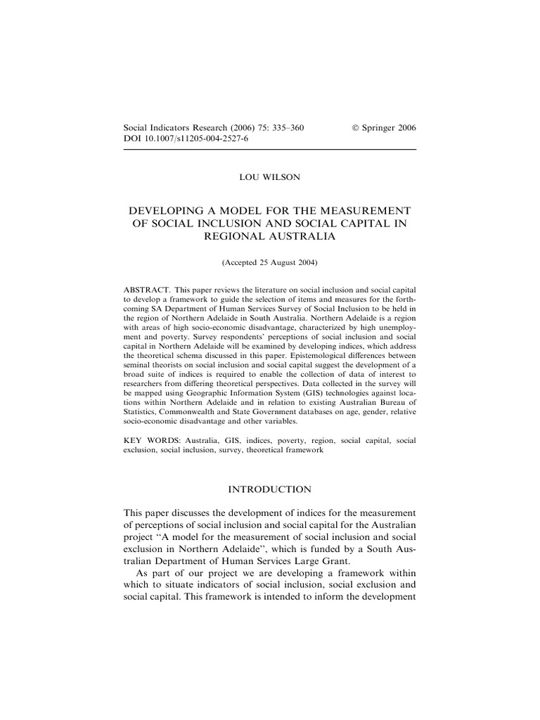 Measuring Social Inclusion in Australia | PDF