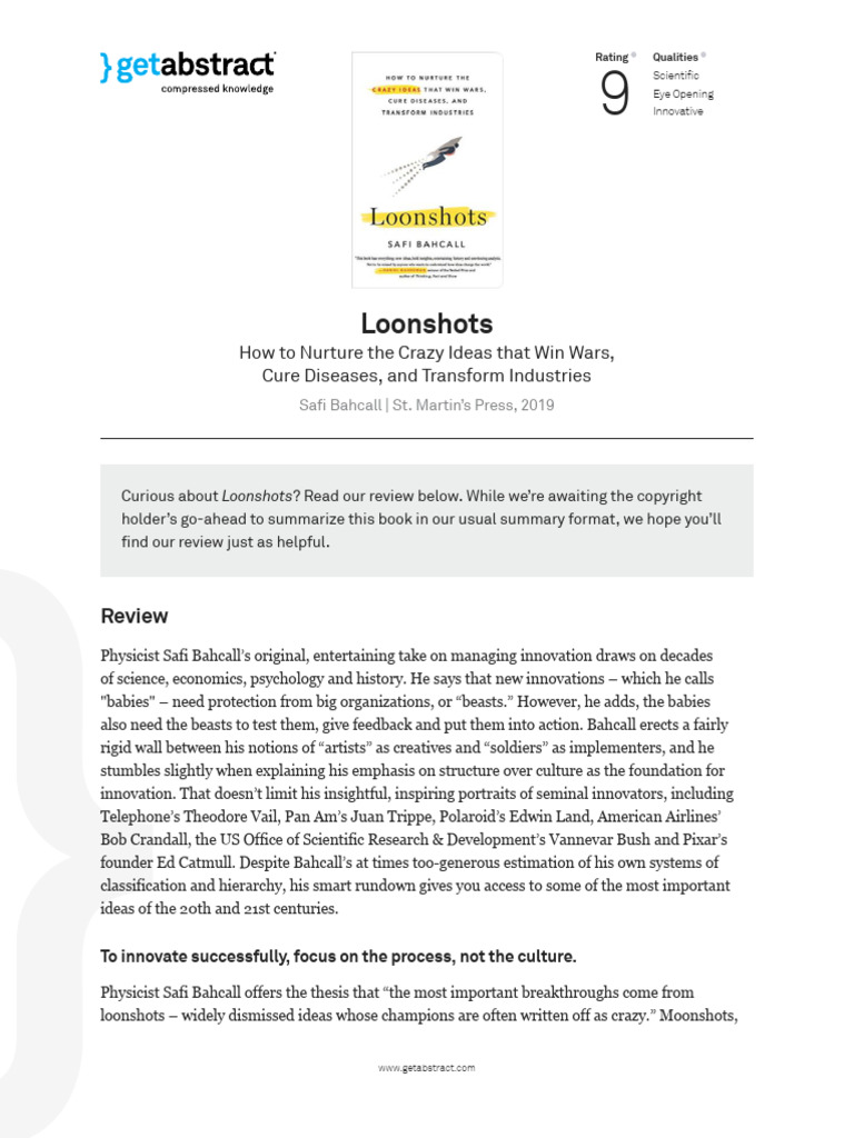 Loonshots Bahcall en 36240 | PDF