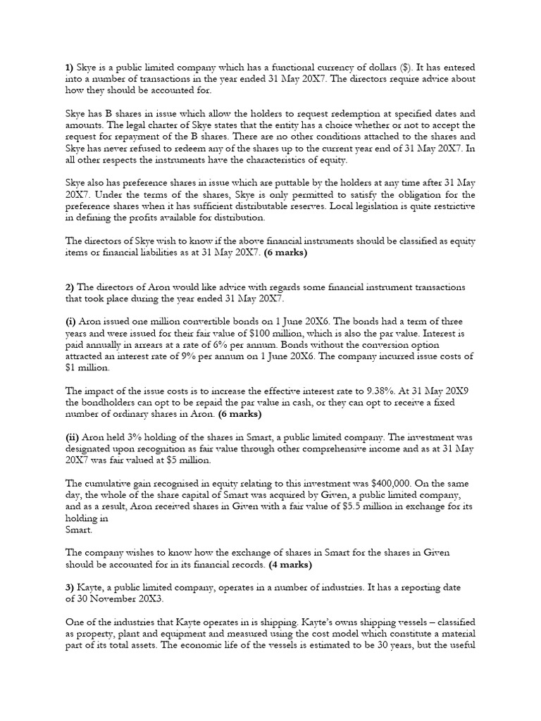 IFRS 9, IAS 16 Assignment | PDF