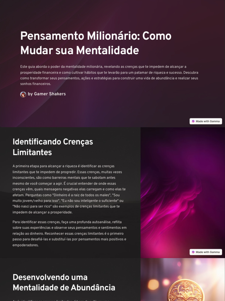 Pensamento Milionario Como Mudar Sua Mentalidade | PDF