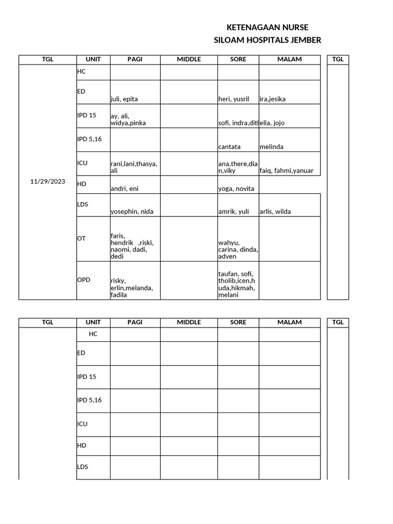 Form Ketenagaan Nurse HC | PDF
