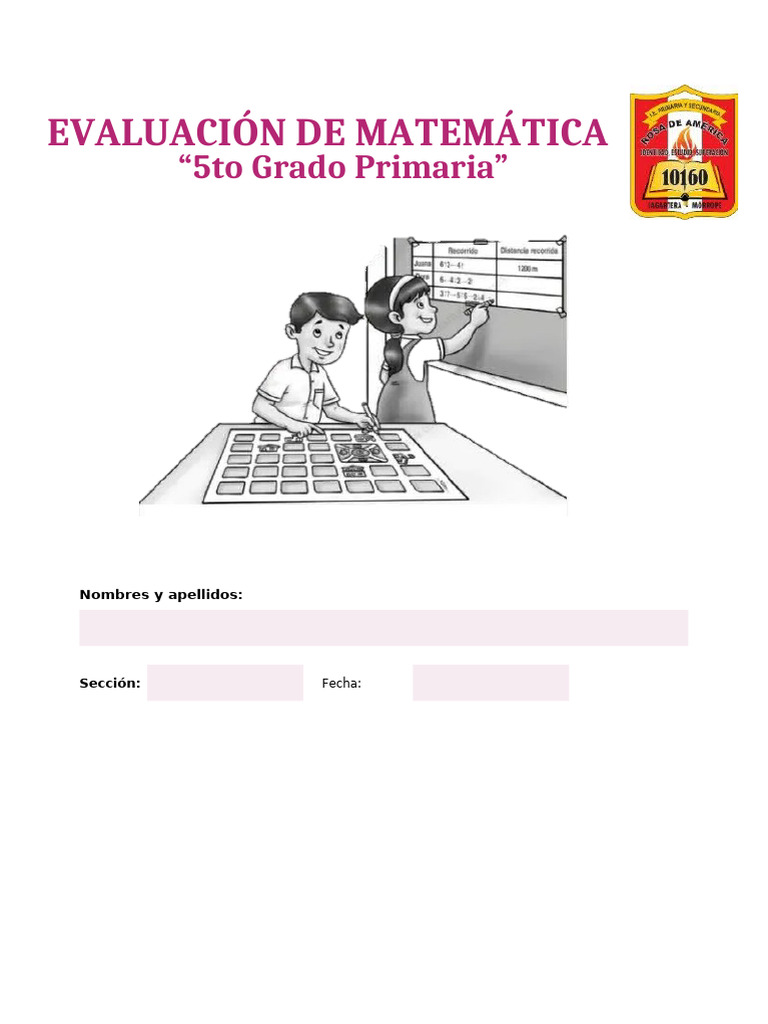 Evaluacion 5to Grado | PDF