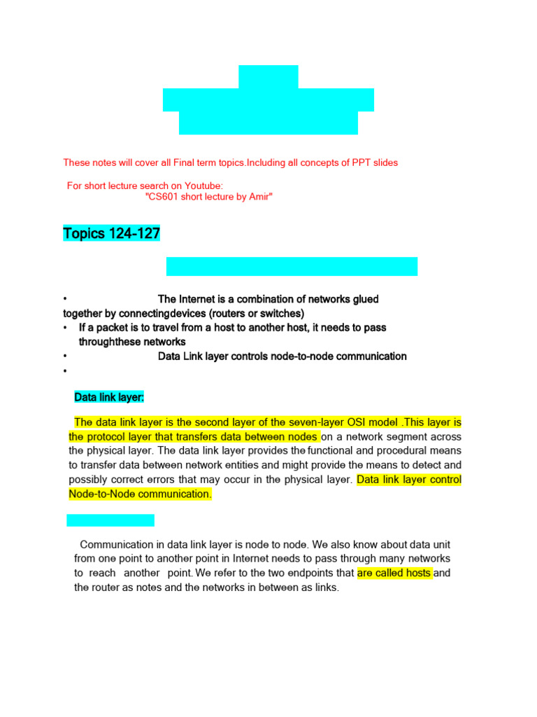 CS601 Short Notes (Handouts) For Final by Amir | PDF | Channel Access ...